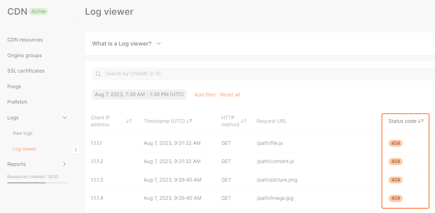 Resolve errors by status code for GCore CDN | CDB Documentation